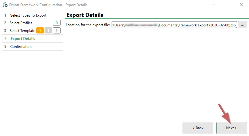 Exporting Framework Items | Ometa Technical Documentation