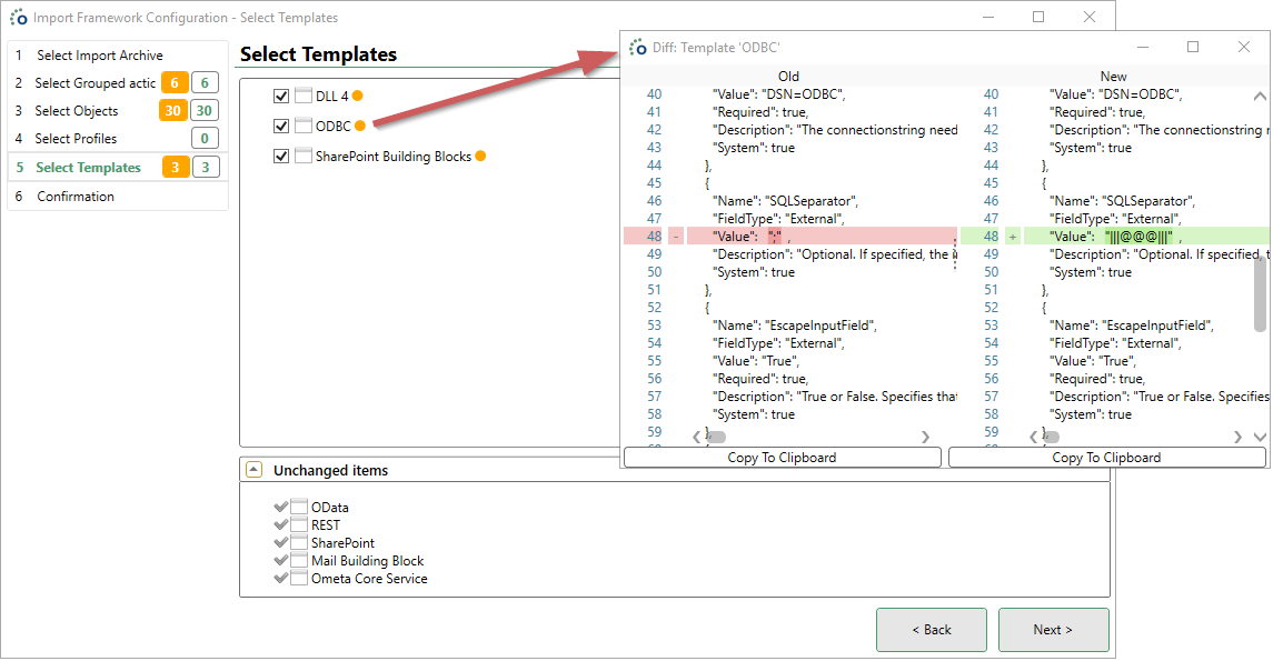 Importing Framework Items | Ometa Technical Documentation