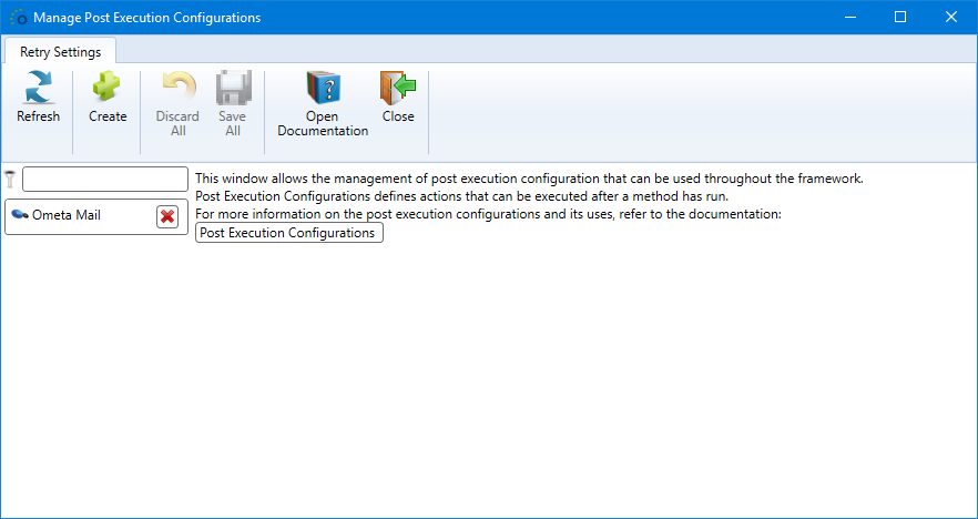 Post Execution Configurations | Documentation